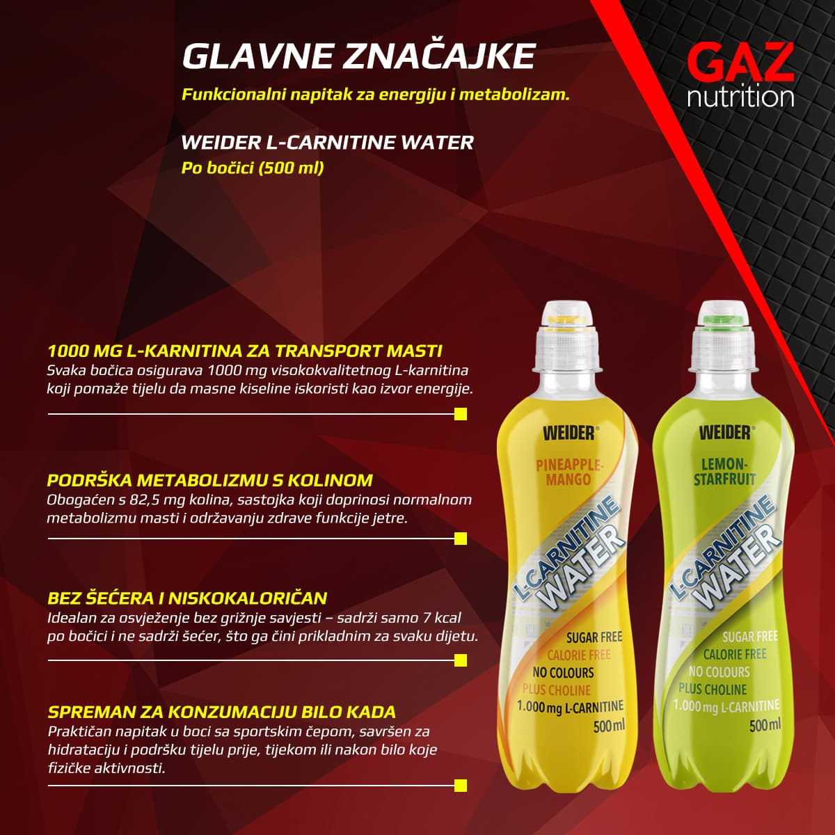 Weider L-Carnitine Water | GAZ Nutrition